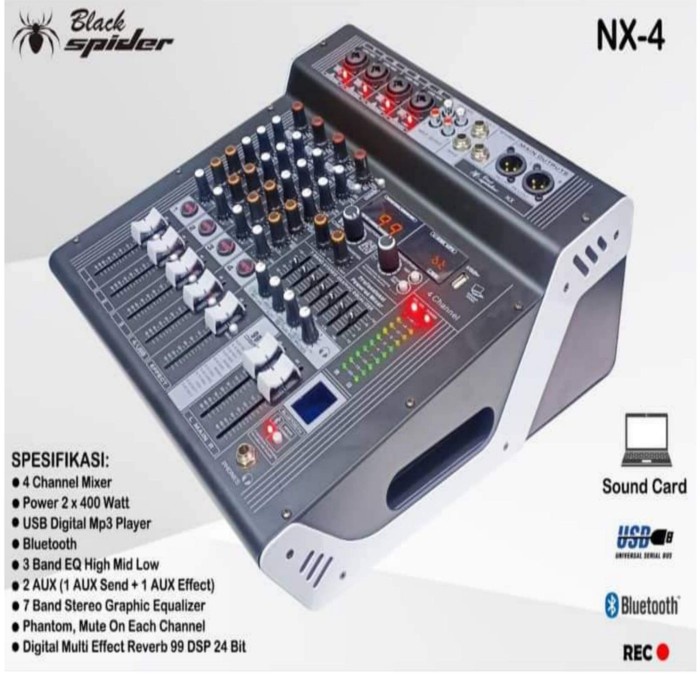 Jual power mixer black spider nx4 original / 4 channel / 800watt ...