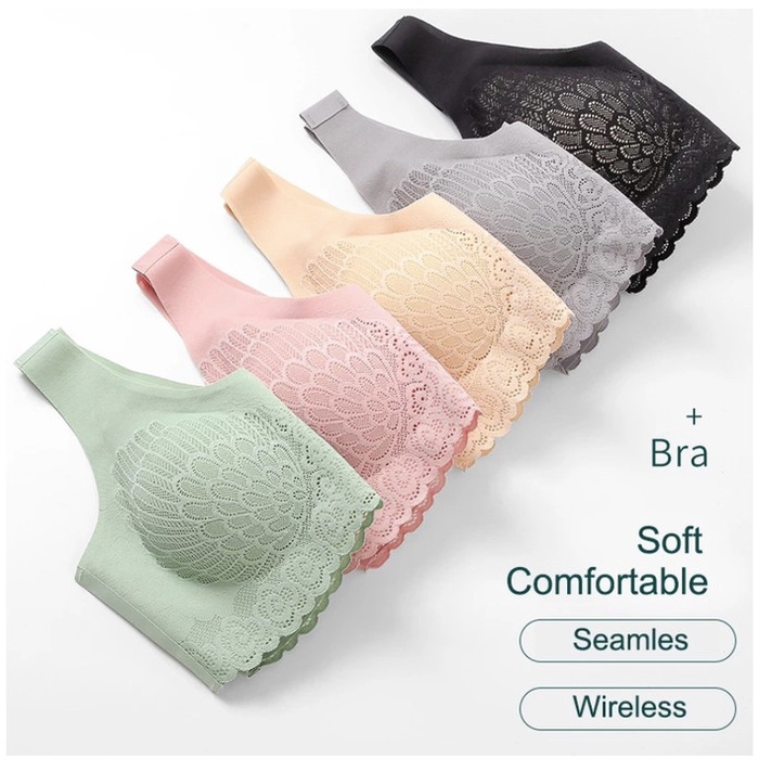 Jual Bra Seamless Lace Push Up / BH Zero Feel Renda Tanpa Kawat, Sport ...