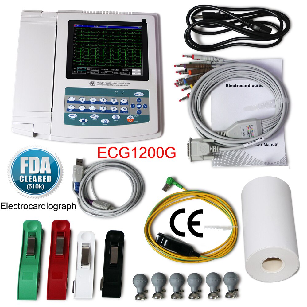 Jual PREORDER ECG1200G ECG Machine Digital Electrocardiograph 12 Channel 12 Lead Waveform EKG ...