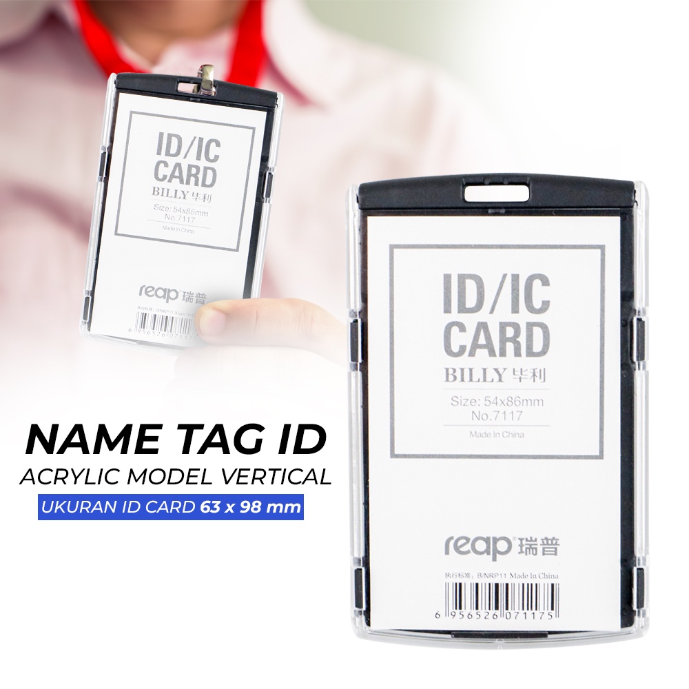 Jual Casing Id Card Bening/ Name Tag ID Acrylic Model Vertical - Black ...