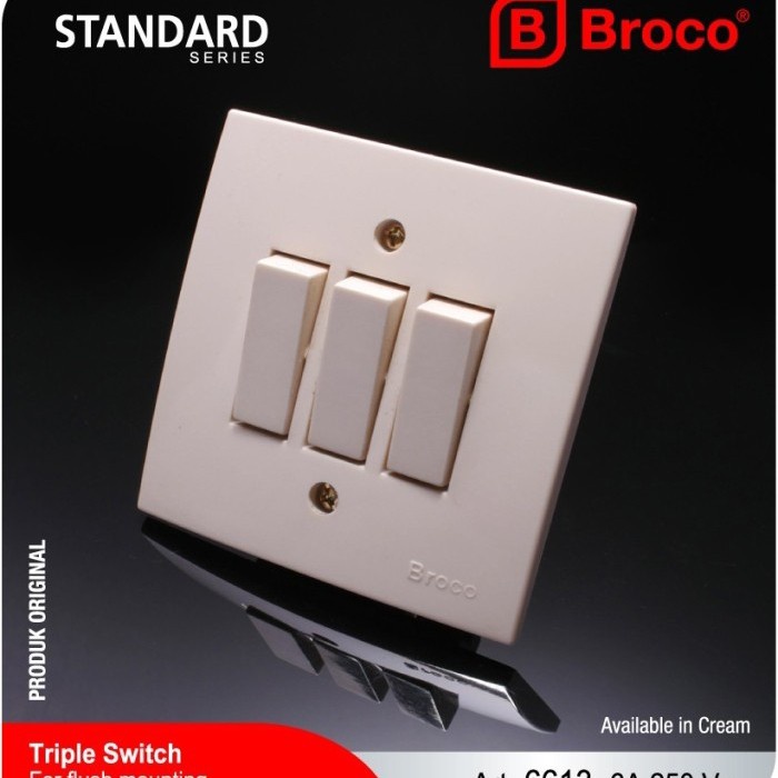 Jual BROCO 6613 Saklar Inbow IB 3 Triple Switch ON/OFF Tanam Tembok SNI ...