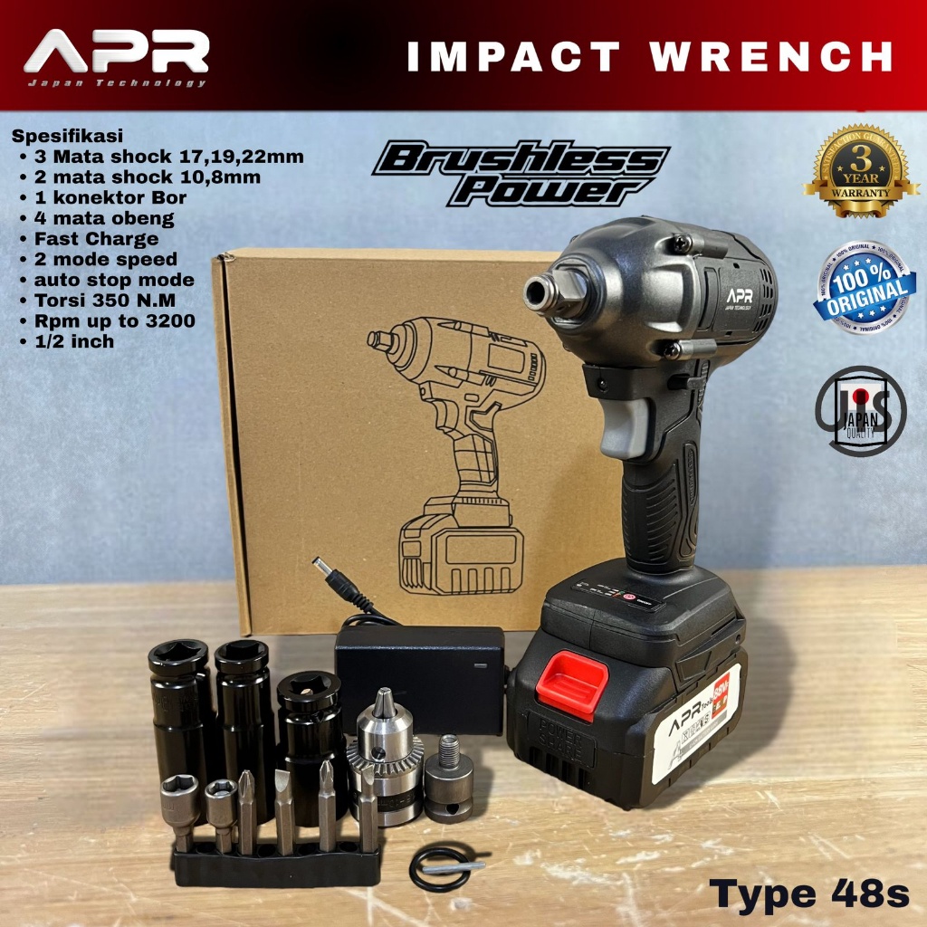 Jual Mesin Pembuka Baut Impact Wrench APR Japan Technology 48S 1 ...