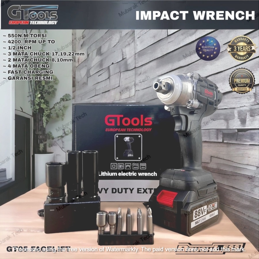 Jual Mesin Pembuka baut Impact Wrench GTools GT05 Facelift 550NM 1 Baterai | Shopee Indonesia
