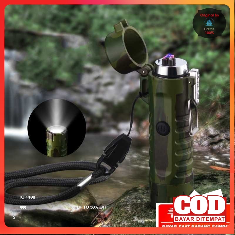 Jual Korek Api Elektrik Plasma Arc Outdoor Waterproof + Senter (Hitam ...
