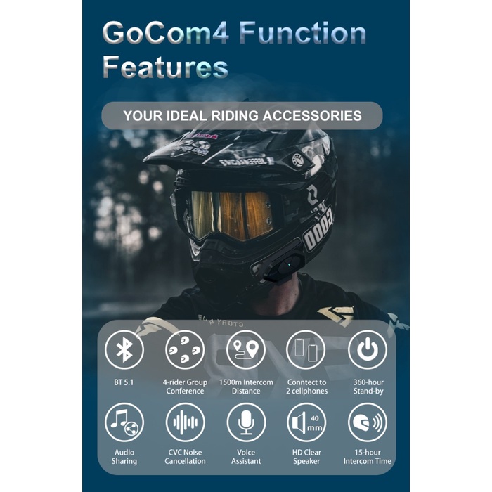 Jual NOECI GoCom 4 Bluetooth Intercom Helm Music Sharing Al EJEAS Q7 V6 ...