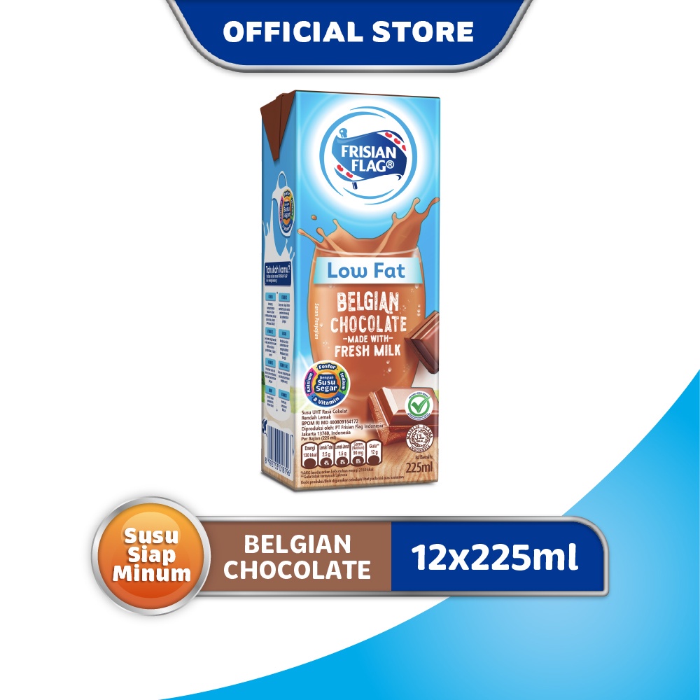 Jual Frisian Flag Low Fat Belgian Chocolate 225ml x 12 | Shopee Indonesia