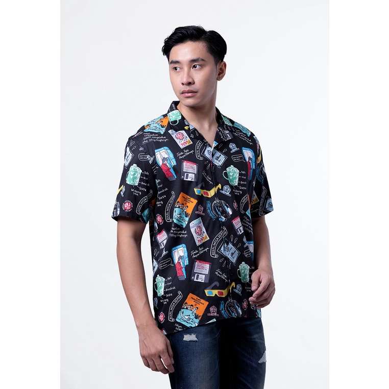 Jual Manzone Kemeja Lengan Pendek Pria MZY-DOODLE - BLACK | Shopee ...