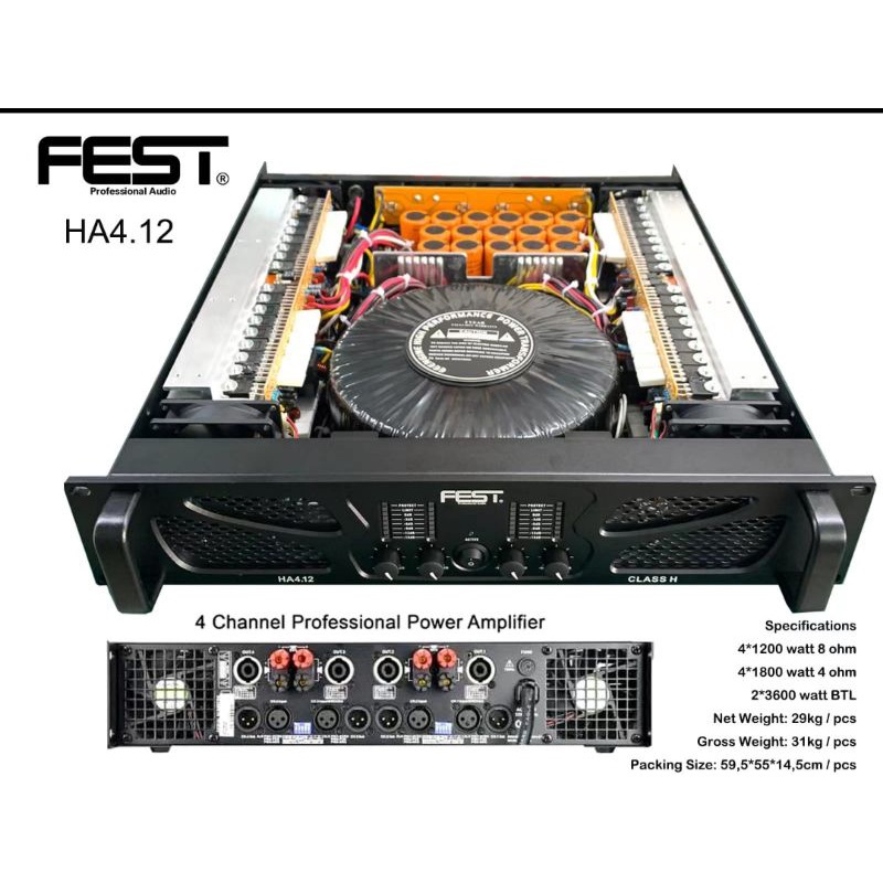 Jual Power Amplifier 4 channel FEST HA.4 power 4 channel FEST original | Shopee Indonesia