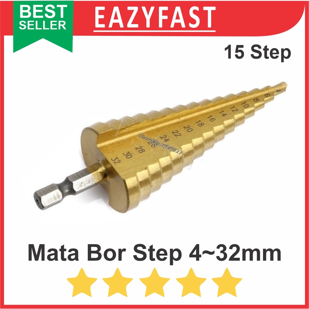 Jual Mata Bor Step Drill Bits Multi Sze 4-32mm HSS Pagoda Kerucut Cone ...