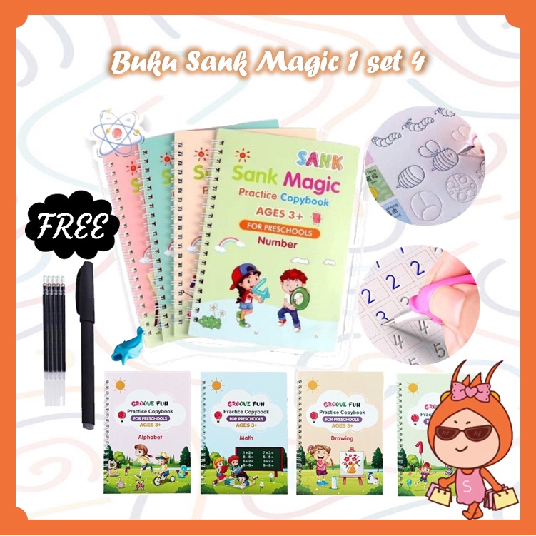 Jual Reseller Welcome - 5957 SANK Magic Practice Book 1 Set Isi 4 Buku Belajar Anak + Pulpen ...