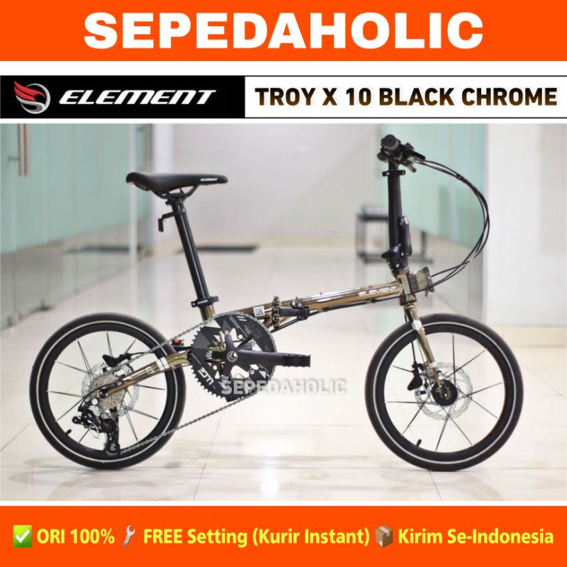 Jual Sepeda Lipat ELEMENT TROY X 10 Speed Black Chrome New 2022 16 Inch ...