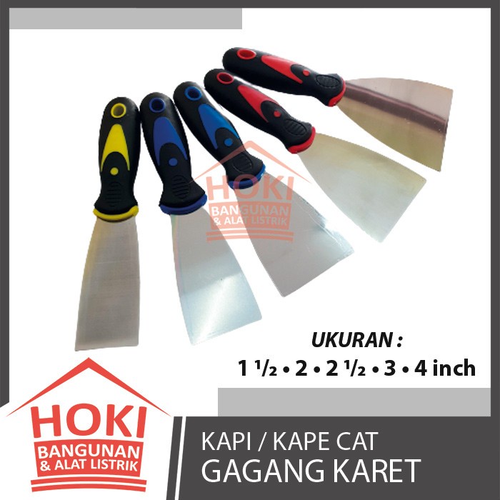 Jual KAPI BESI GAGANG KARET - Kape Cat Plamir Wall Scraper 1 1/2 2 3 4 ...