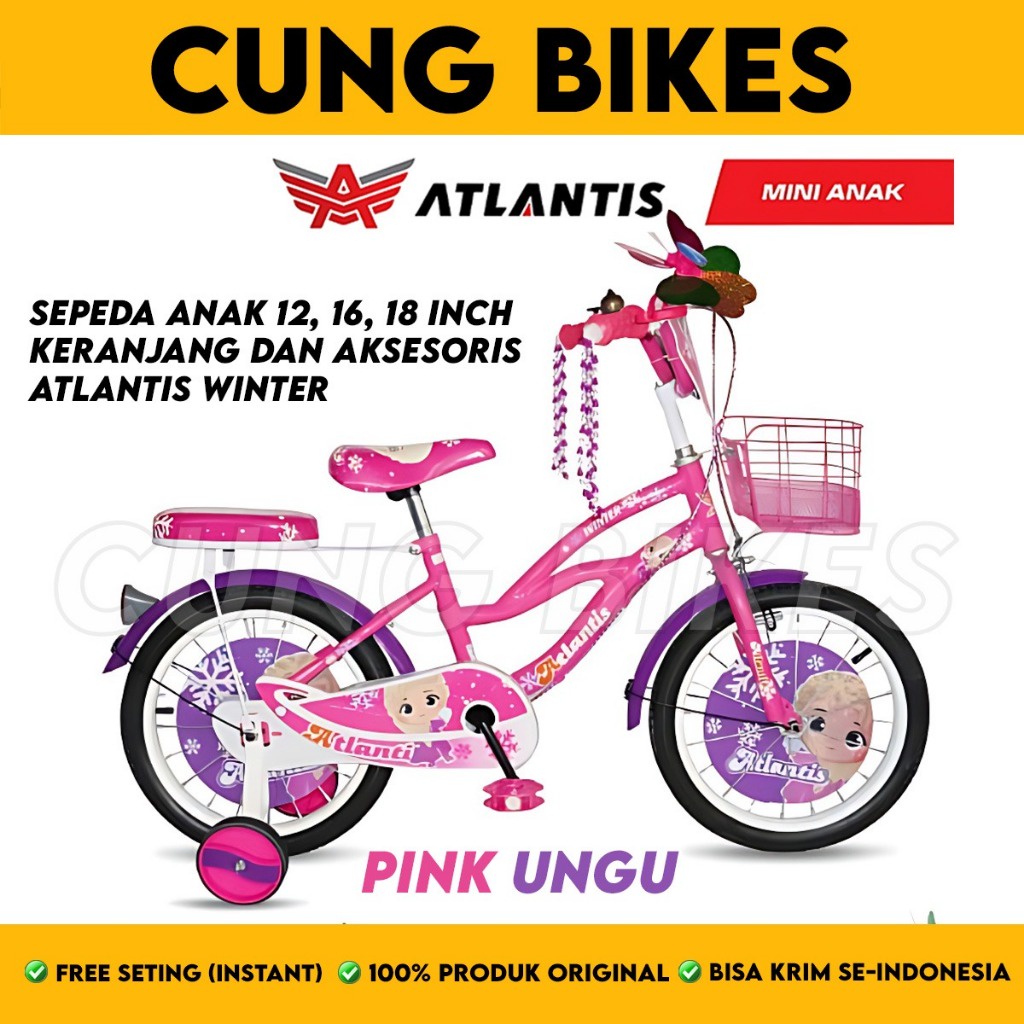 Jual Sepeda anak Perempuan mini 12 16 18 Inch Atlantis Winter Keranjang ...
