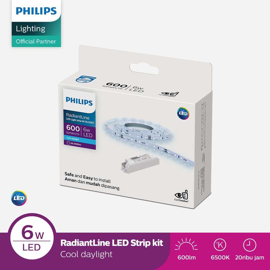 Jual Lampu Philips Radiantline LED Strip DLI320T 5M 6W 6500K 24V Putih ...