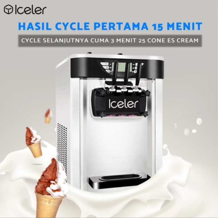 Jual Mesin Soft Ice Krim Machine 3 Tuas Countertop Series Iceler 20L ...