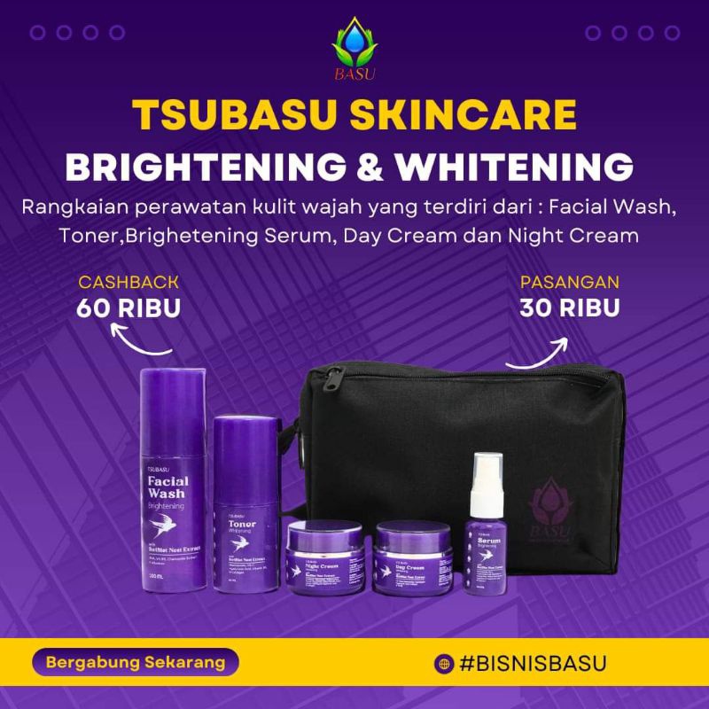 Jual TSUBASU SKINCARE BRIGHTENING & WHITENING By BASU 5 in 1 | Shopee ...