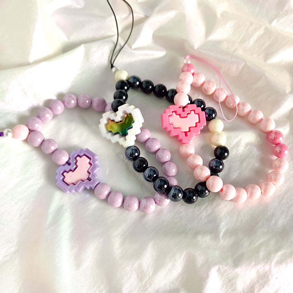 Jual I.Case_Store Beads Strap Gantungan Handphone Pixel Love. (LH ...