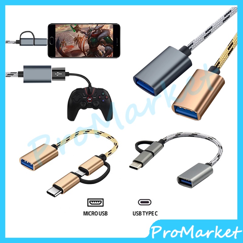 Jual Kabel OTG 2 in 1 Type C / Micro otg Multifungsi Bahan Besi Hight ...