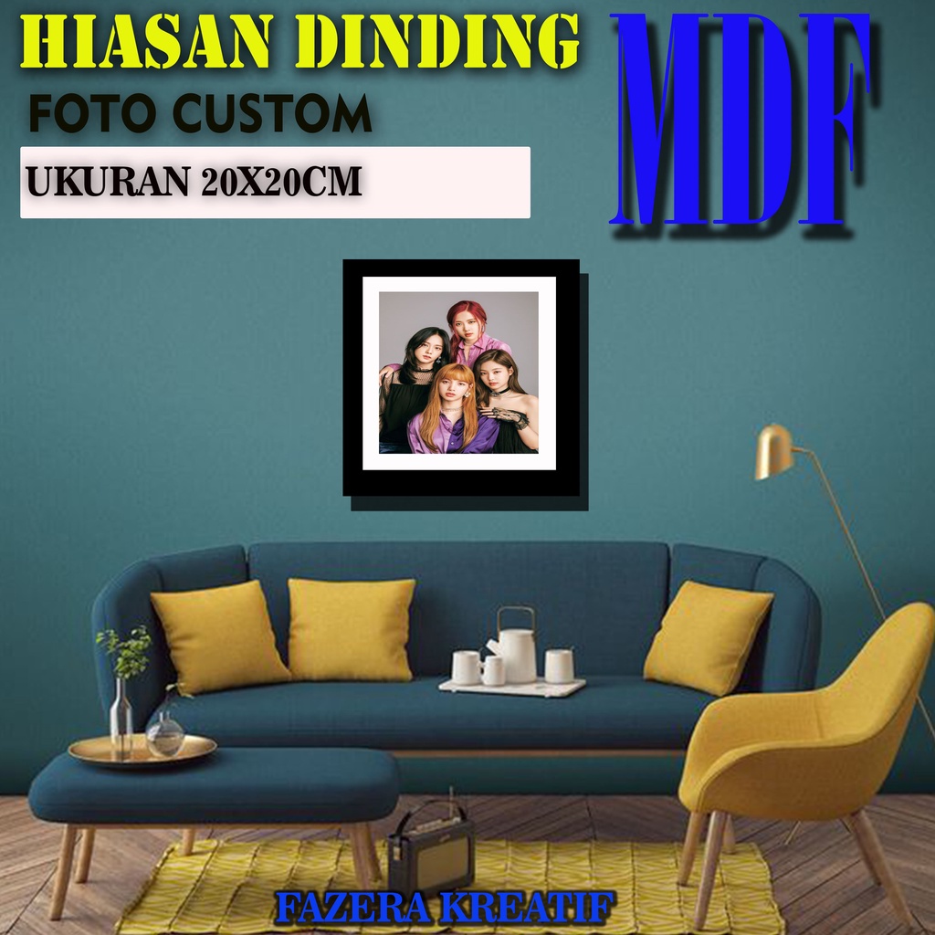 Jual Cetak Foto Custom List Putih Hitam Bingkai MDF Ukuran 20x20cm ...