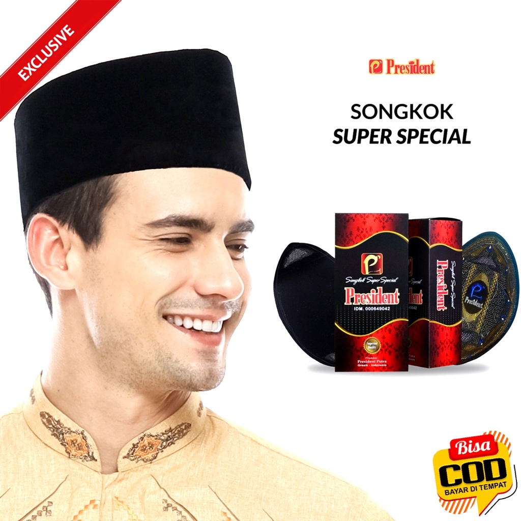 Jual Peci Hitam President Premium Kopiah Hitam Polos Dewasa Songkok ...