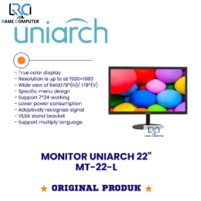 Jual Monitor Led 22 inch Hdmi / Vga / Monitor Uniarch 22inch MT-22 Full ...