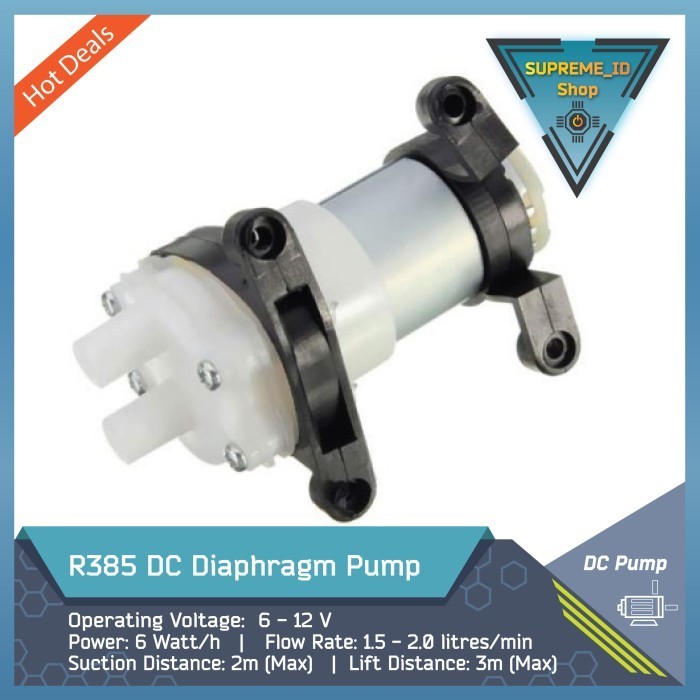 Jual R385 DC Diaphragm Pump Pompa Air Aquarium Hydroponic| 6-12V 0.5-0 ...