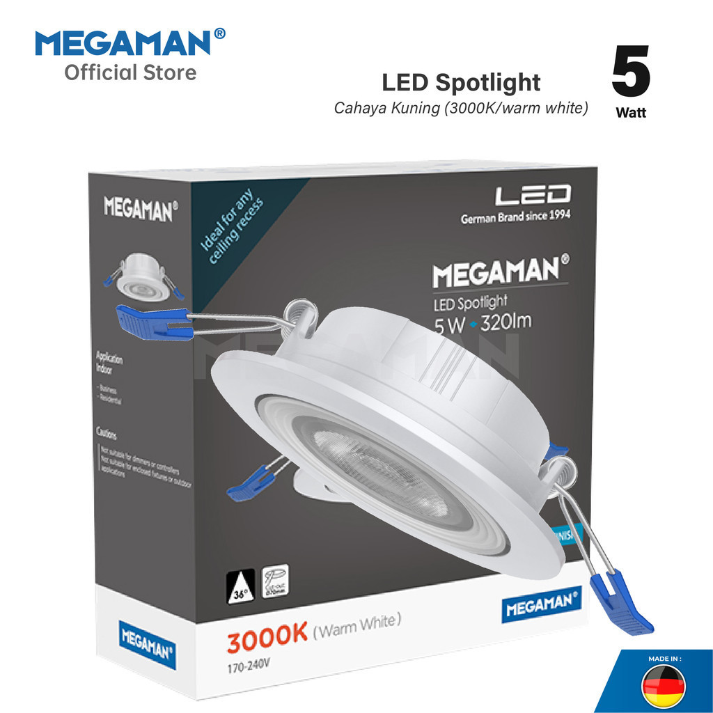 Jual Lampu Sorot LED 5 Watt Spotlight MEGAMAN MQTL2048 2,5" 170-240V ...