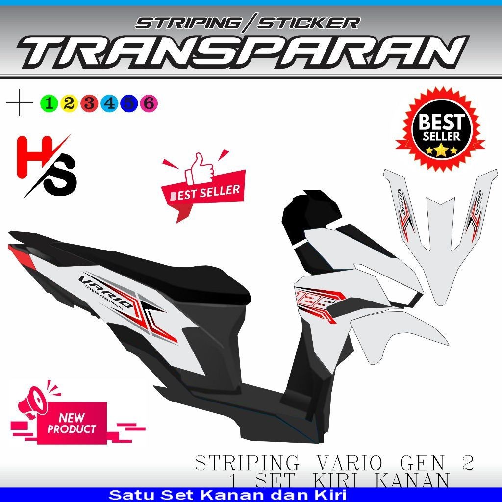 Jual VARIASI STICKER STRIPING TRANSPARAN MOTOR HONDA VARIO NEW GEN 2 ...