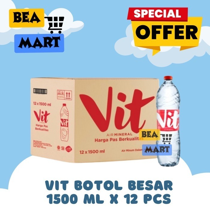Jual Vit 1500 ml 1 Dus Isi 12 Botol | Air Mineral Besar Gede 1500ml ...