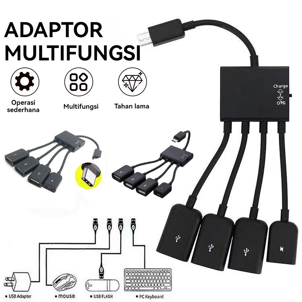 Jual Adapter Micro Konverter 4 In 1 Usb Female Hub / Splitter Ports ...