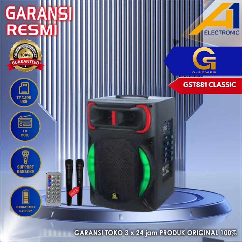 Jual G-POWER Speaker Portable GST 881 Classic Kayu 8 Inch Portable ...