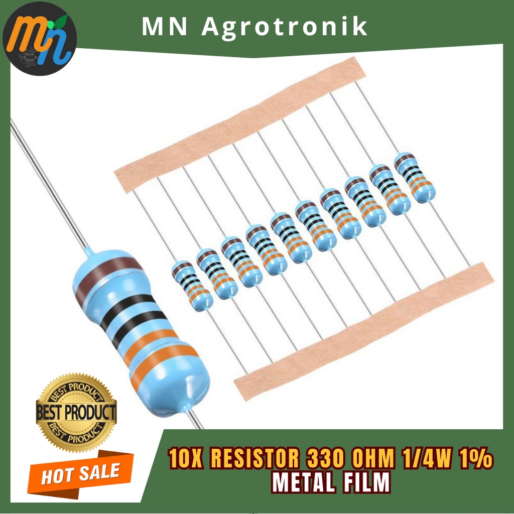 Jual 10X RESISTOR 330 OHM/330R 1/4W 1% METAL FILM | Shopee Indonesia