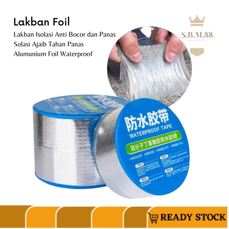 Jual SM88 - Lakban 5cmx5m Aluminium Foil Butyl Super Waterproof Tape - Lakban Anti Bocor Lem ...