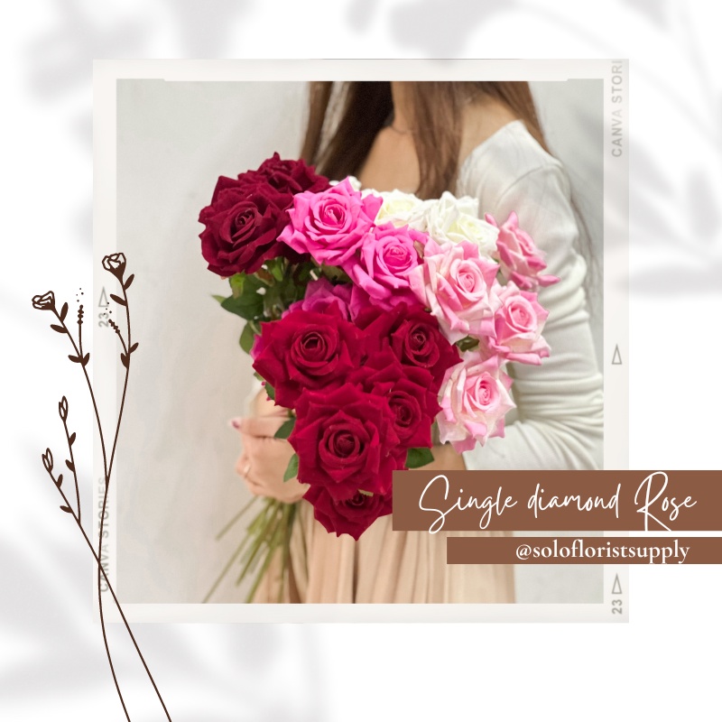 Jual SINGLE DIAMOND ROSE X1 Bunga mawar palsu/The simulation flower ...