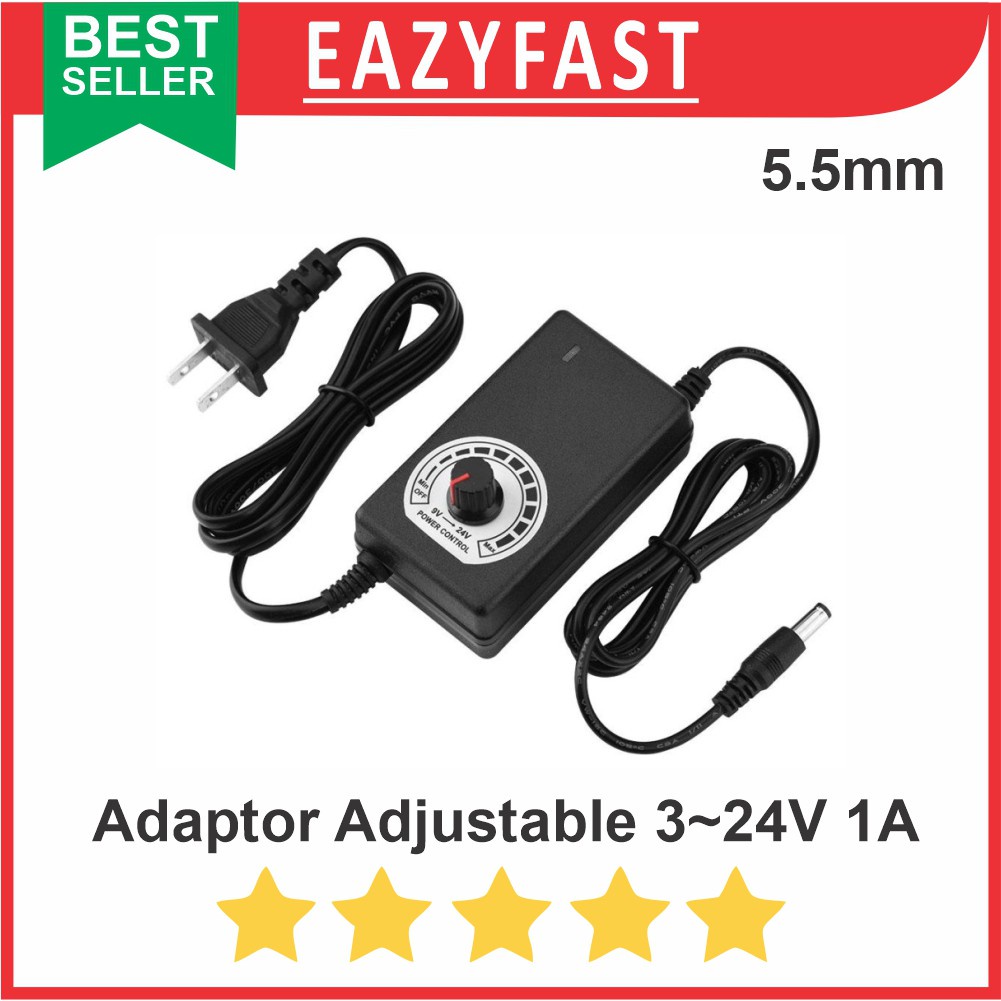 Jual Power Supply Adaptor Adjustable 3-24v 1A 3v 5v 6v 9v 12v 24v PSU Volt | Shopee Indonesia