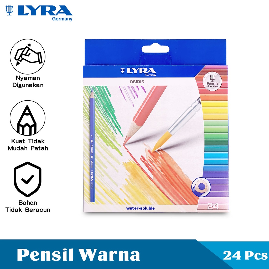Jual LYRA Osiris Aquarell MetalBox 24 Warna Pensil Warna Colour Pencil ...