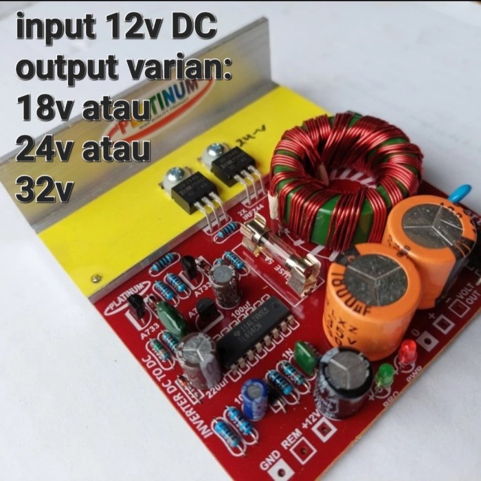 Jual pcb kit inverter dc 12v to 18v 24v 32v ct step up 12v 12 v volt to ...
