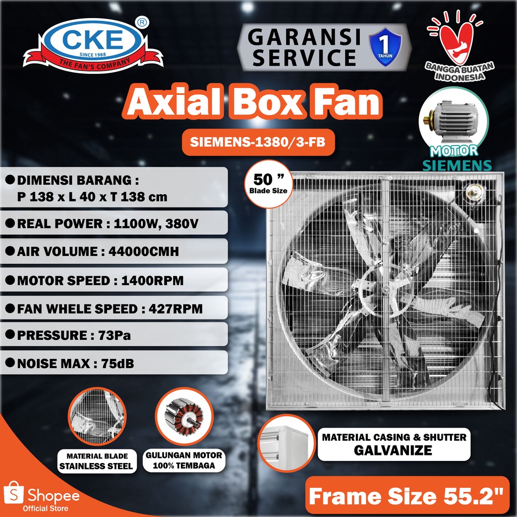 Jual Box Fan Axial Low Noise CKE SIEMENS-1380 3-FB 50 Inch/Kipas kandang ayam/blower kandang ...