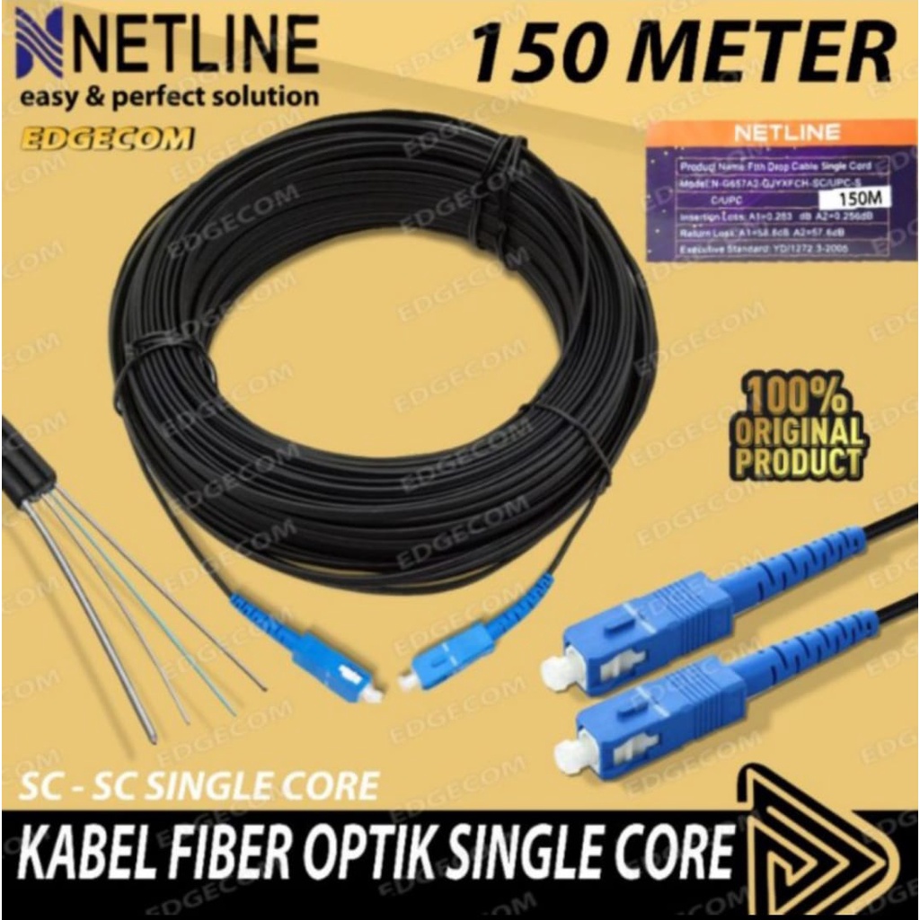 Jual Kabel FO Fiber Optic SC-SC Single Core 150 Meter NETLINE 150m ...