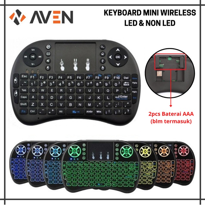 Jual AVEN Keyboard Mini I8 Keypad Wireless Touchpad Backlight PC ...