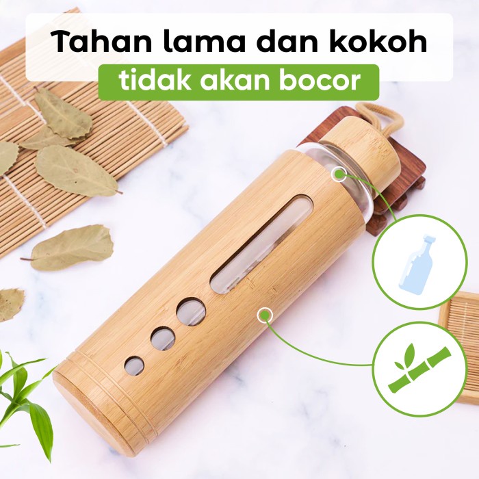 Jual WOWZILLA Botol Minum Kaca Tumbler Kaca Bambu Ramah Lingkungan ...