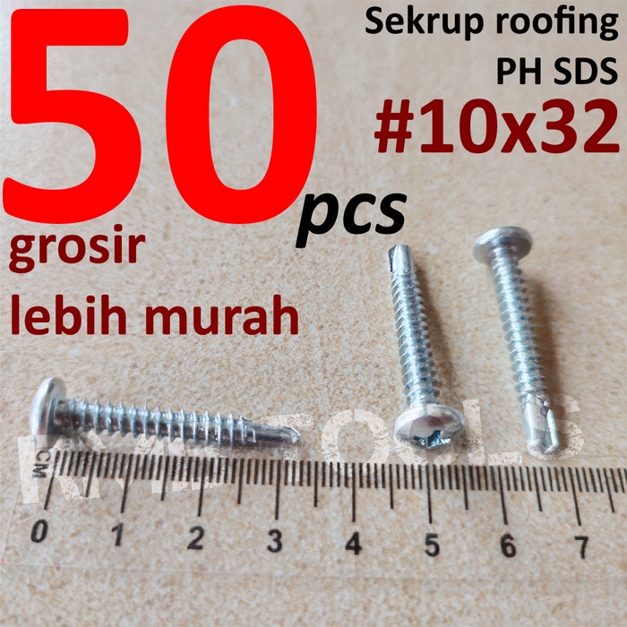 Jual #10x32 Sekrup Roofing SDS PH Brand Pan Head Self Drilling Screw ...