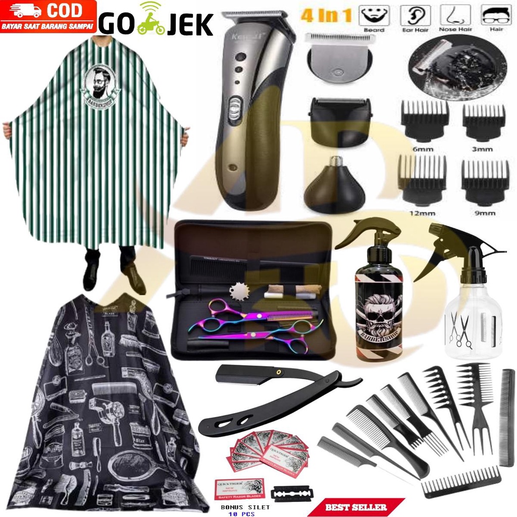 Jual [COD] Set Alat Cukur Rambut Elektrik Profesional Barbershop ...