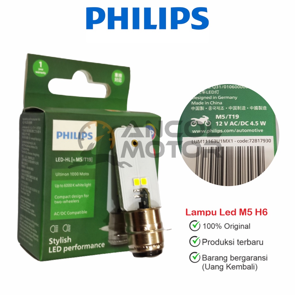 Jual Philips LED Ultinon H6 M5 Lampu Depan Motor AC DC Putih Headlamp Motor | Shopee Indonesia