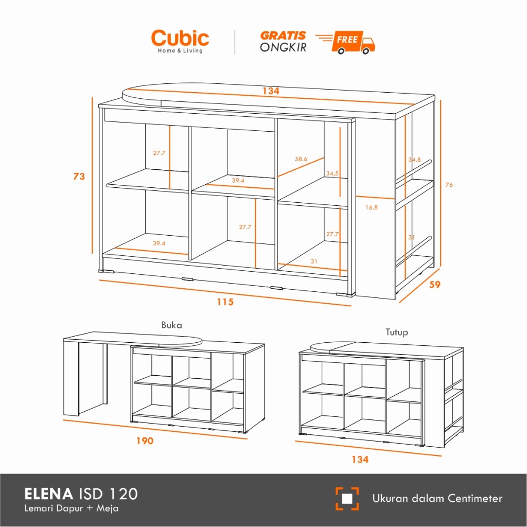 Jual Cubic Meja Dapur Minimalis / Kitchen Island / Meja Makan / ELENA ...