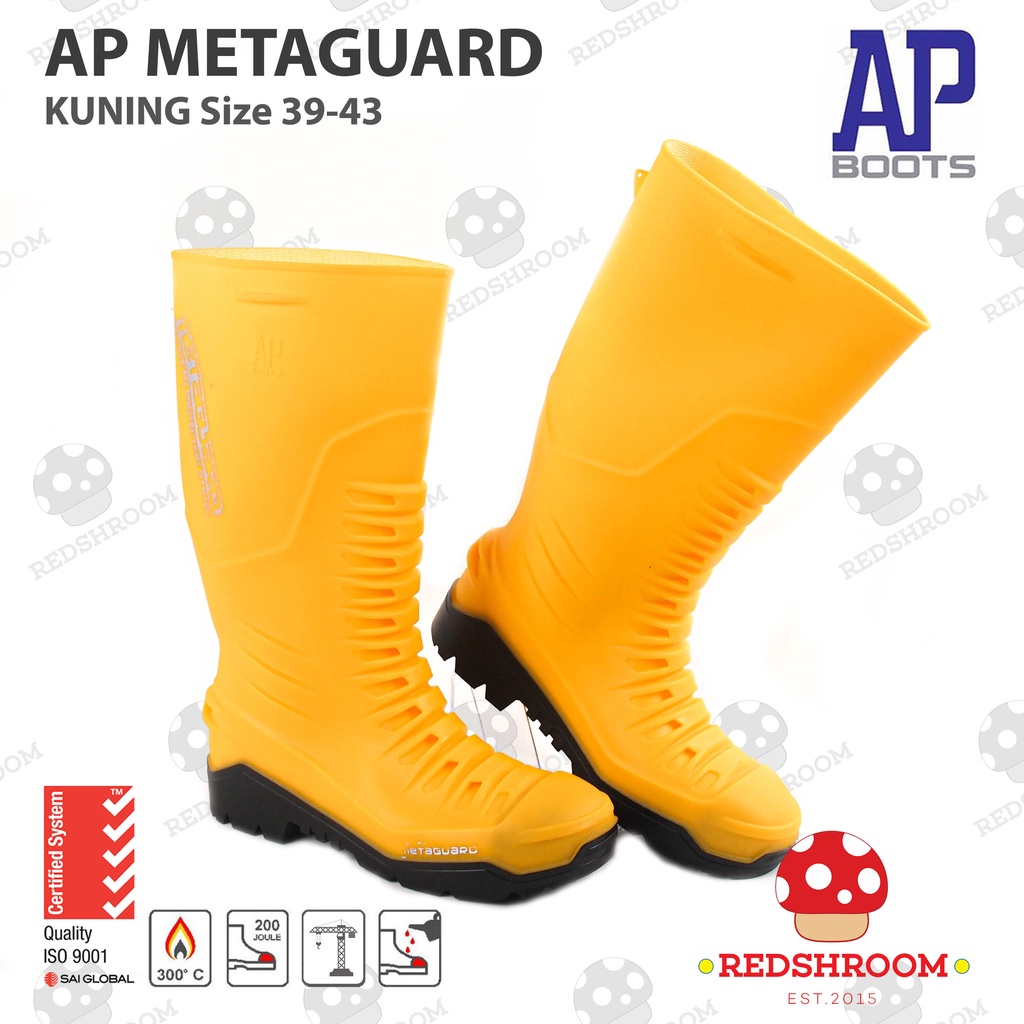 Jual Sepatu Boot SAFETY Tinggi Metaguard Kuning AP Boots Toe Cap Besi ...