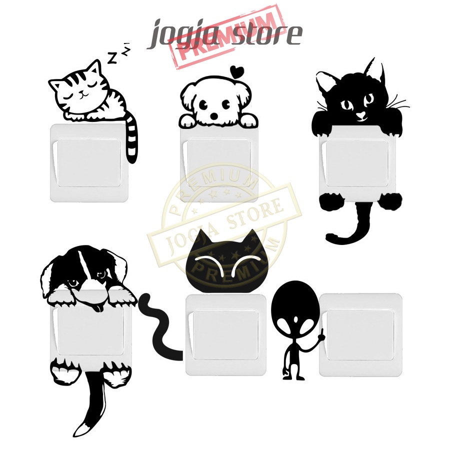 Jual Stiker Kucing & Anjing Unik Wallpaper Dinding Wall Sticker Saklar ...
