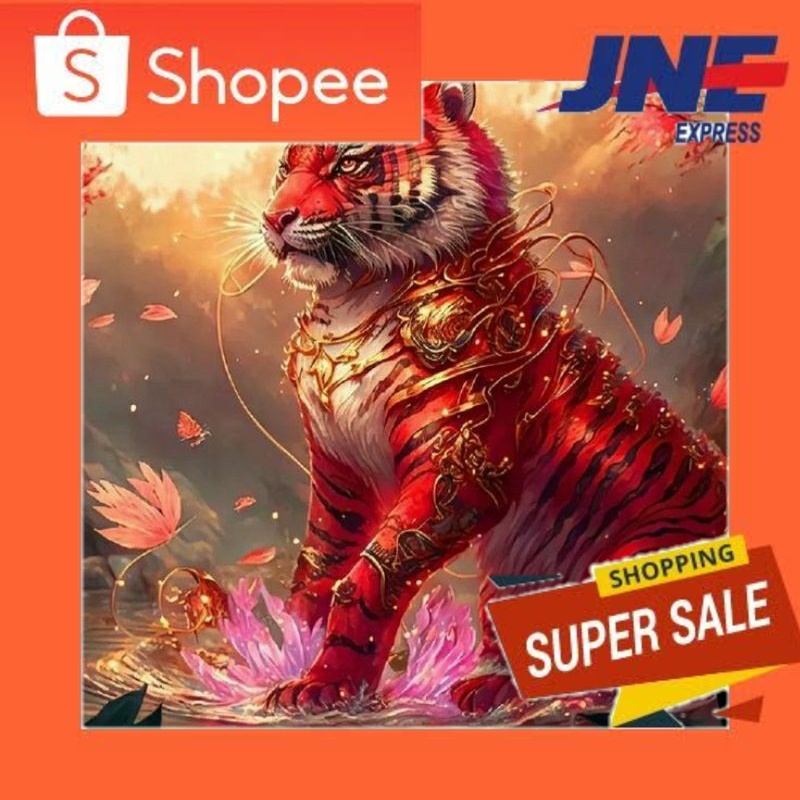 Jual hiasan dinding harimau merah modern plus bingkai ukuran 85*55 ...