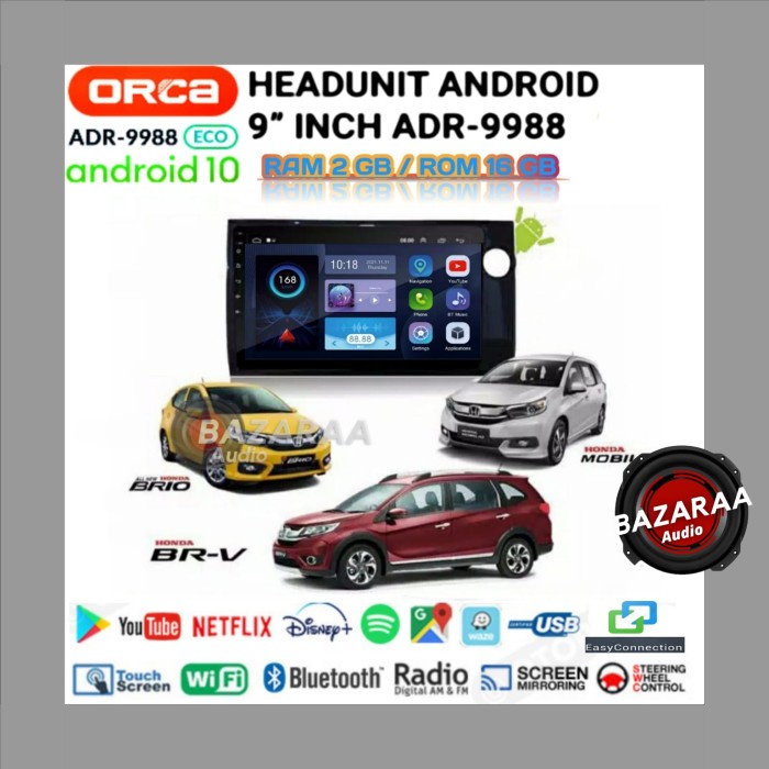 Jual Head Unit Android ORCA ECO 9 Inch Brio/BR-V/Mobilio + Socket PNP ...