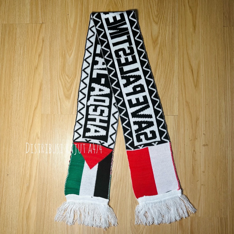 Jual SYAL KNITS LEHER UNISEX MOTIF FREE SAVE PALESTINE MASJID AL AQSHA ...